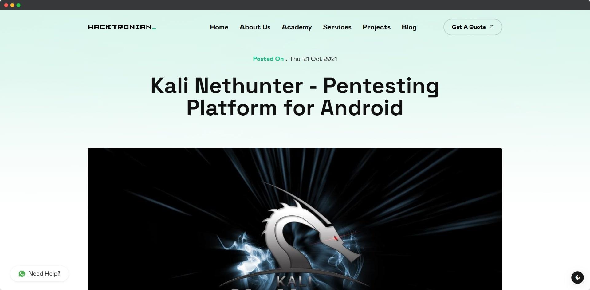 Kali Nethunter - Pentesting Platform for Android
